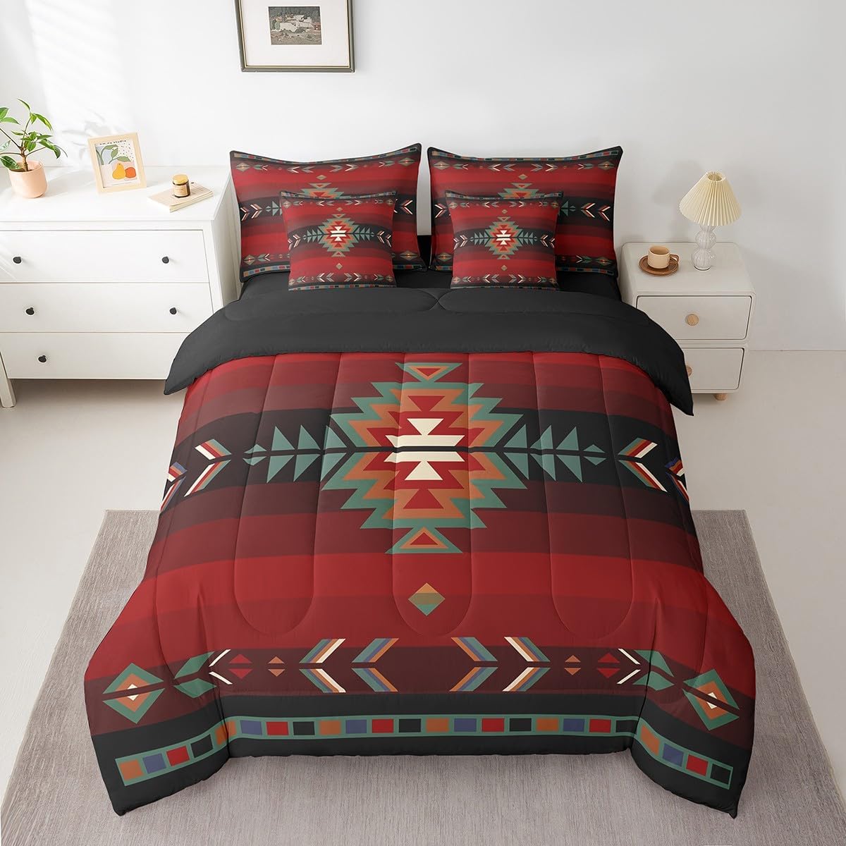 Amazon.com: Full Size Southwest Native Design 7 Piece Bedding Set ...