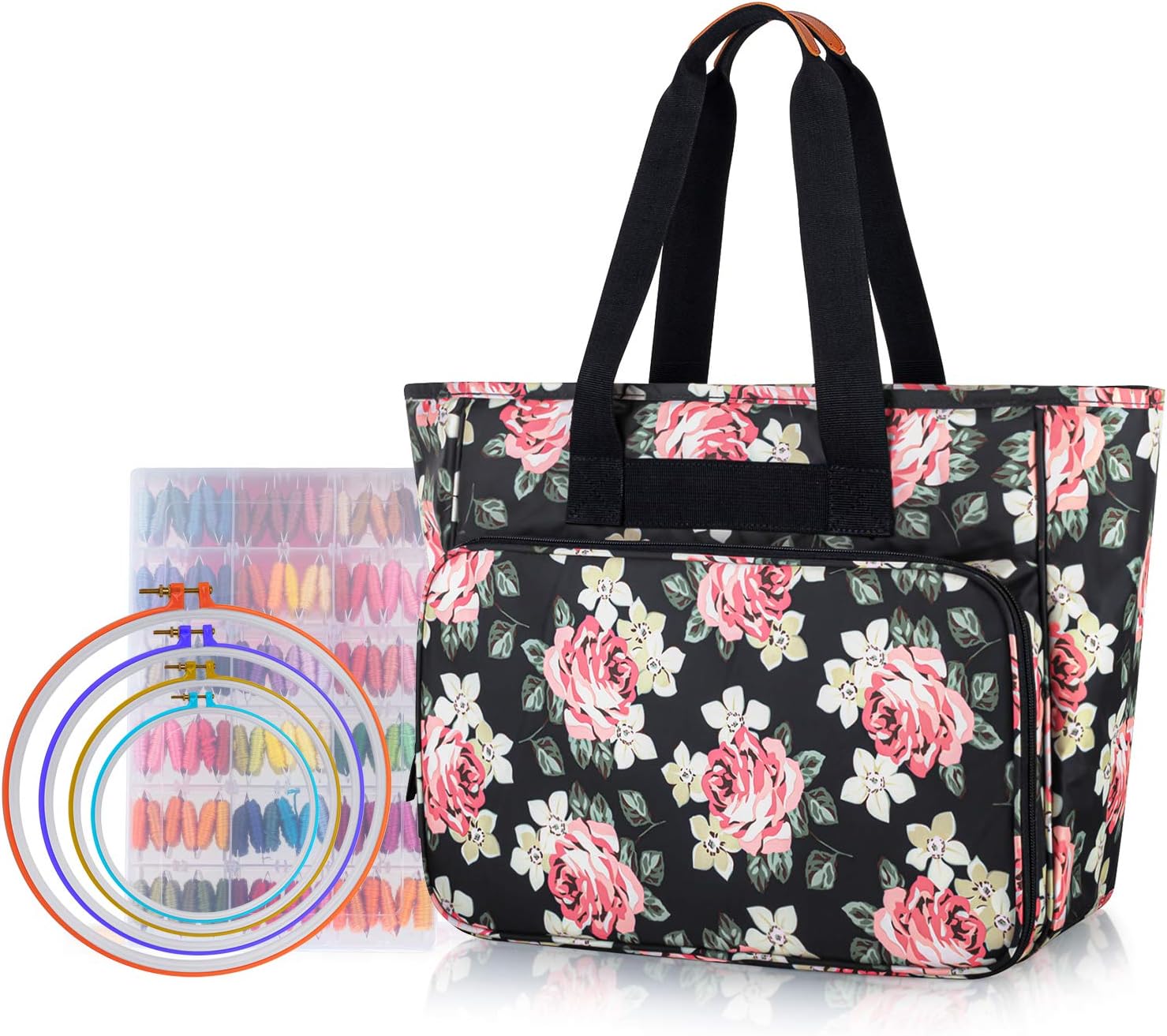 Amazon.com: Yarwo Embroidery Project Bag, Embroidery Kits Storage Bag ...