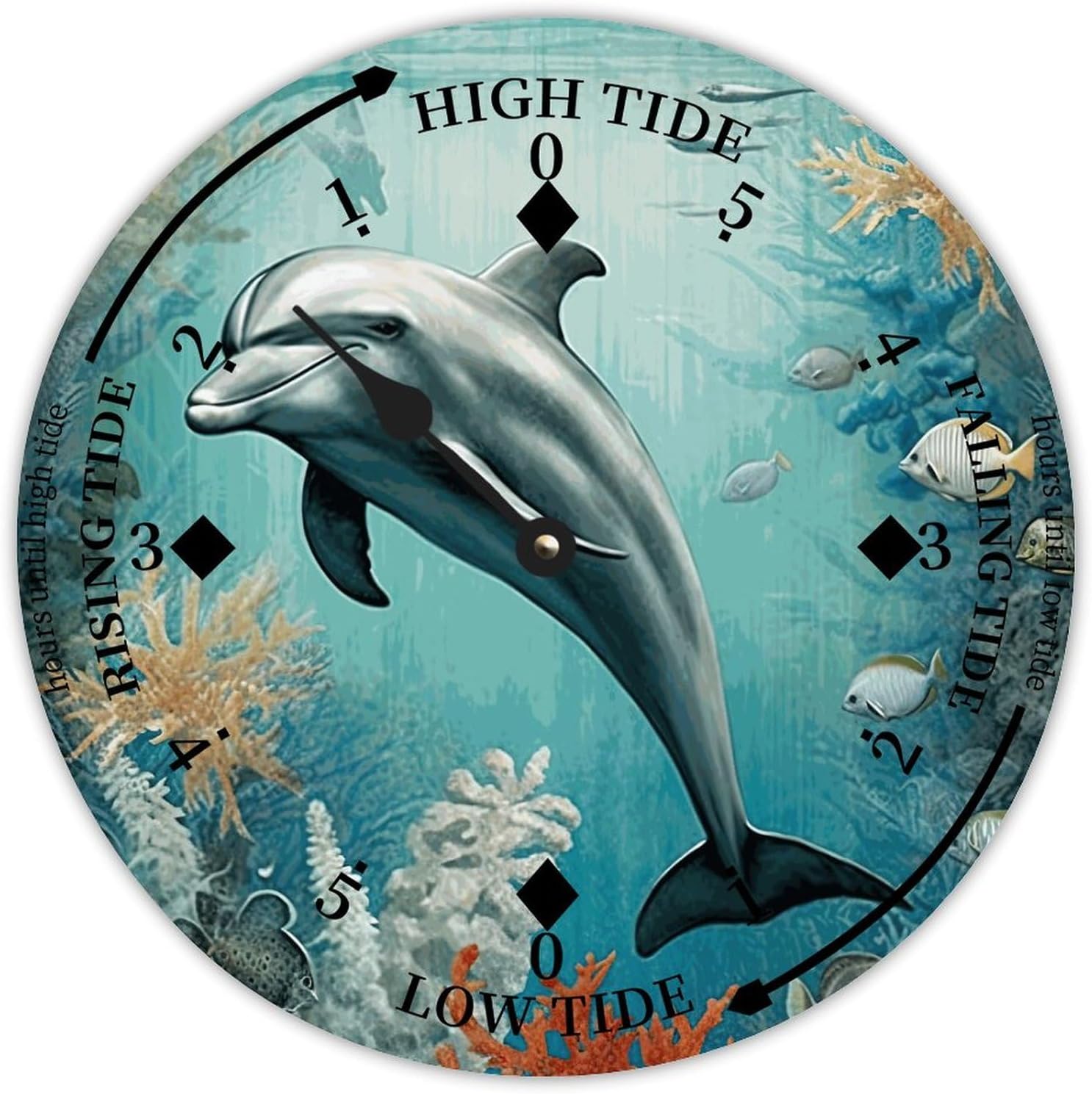 Amazon.com: Dolphin Wood Tidal Clock Ocean Time Maritime Coastal Beach ...
