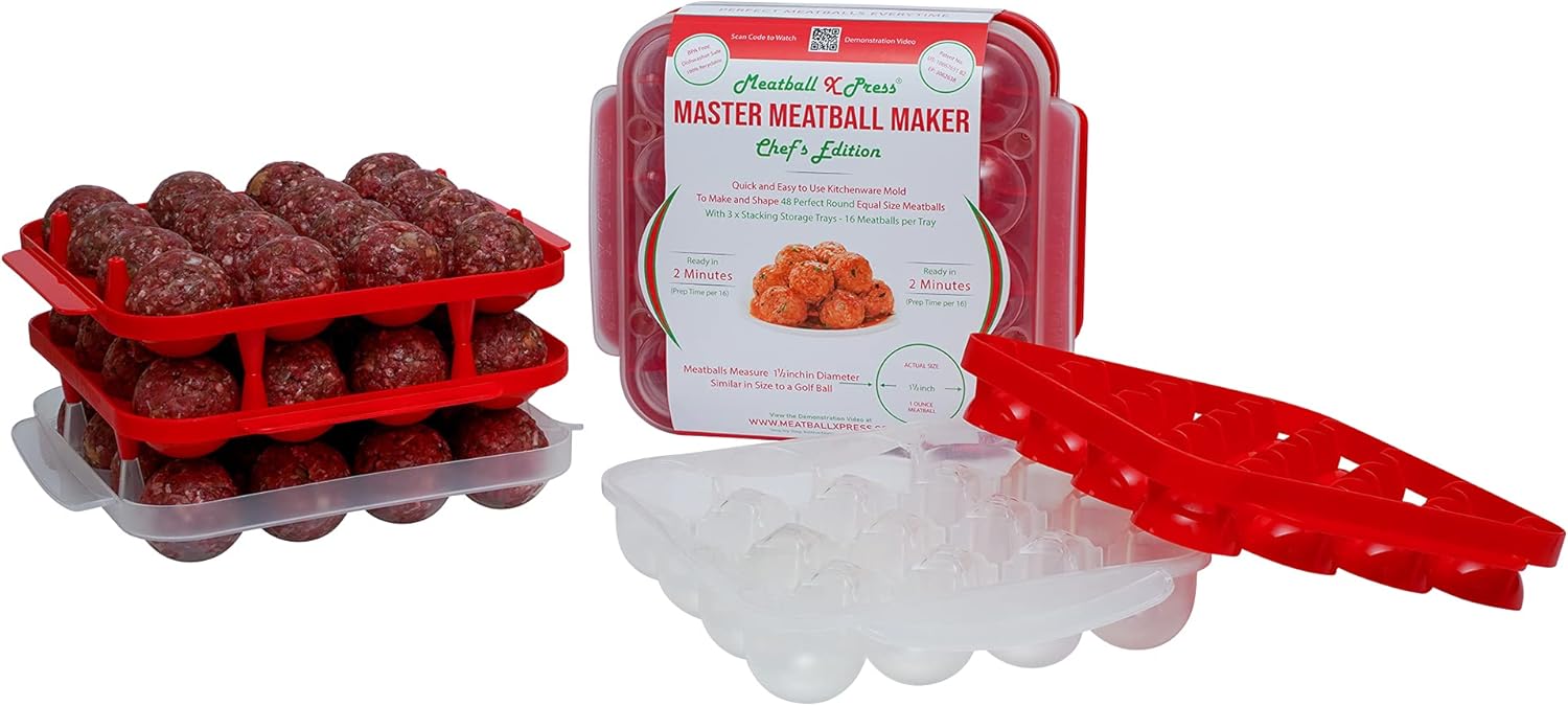 Amazon.com: Meatball X Press - Meatball Maker & Stacking Storage Tray ...