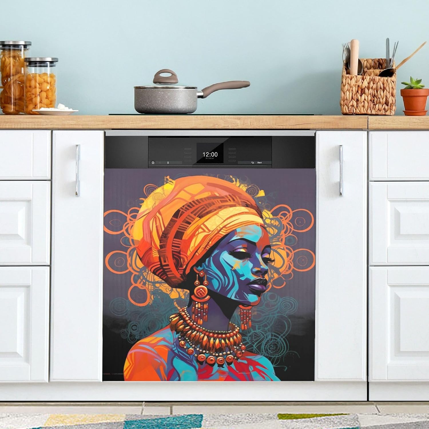 Amazon.com: African Lady Dishwasher Magnet Cover Magnetic Sticker Dish ...