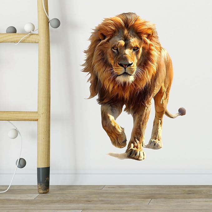 Amazon.com: RoyoLam Cool Walking Lion Wall Decal Nursery Tropic Animal ...