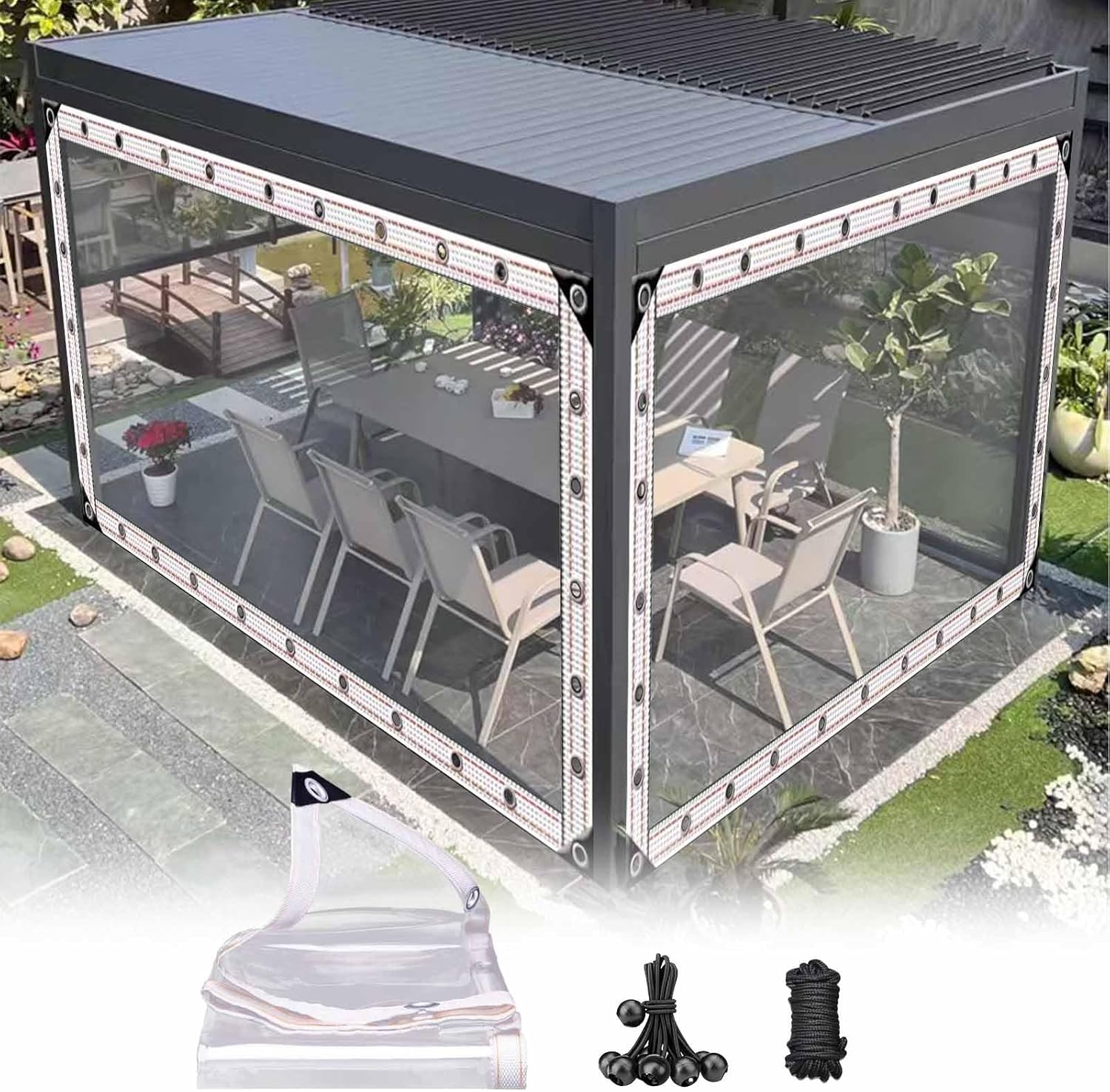 Amazon.com: Clear Patio Tarps for Outdoors, 7×23 Heavy Duty Waterproof ...