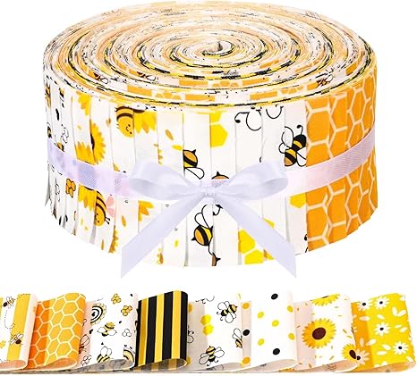 Amazon.com: Sanixin 40 Pcs Bee Cotton Fabric Strips for Quilting Honey ...