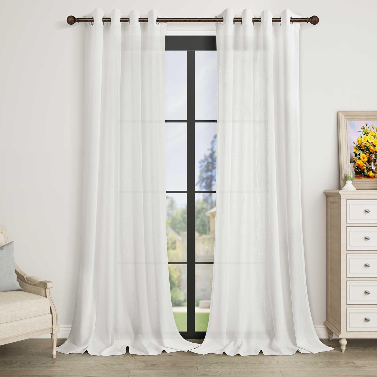 Amazon.com: Off White Cotton Curtains 84 Inch Length 2 Panels Set ...