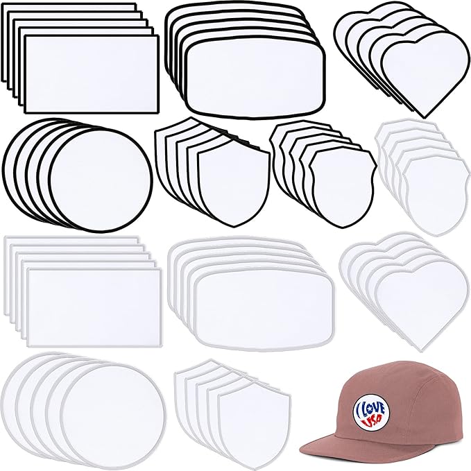 Amazon.com: 60 Pcs Sublimation Patches Fabric 6 Shapes Iron On Blank ...