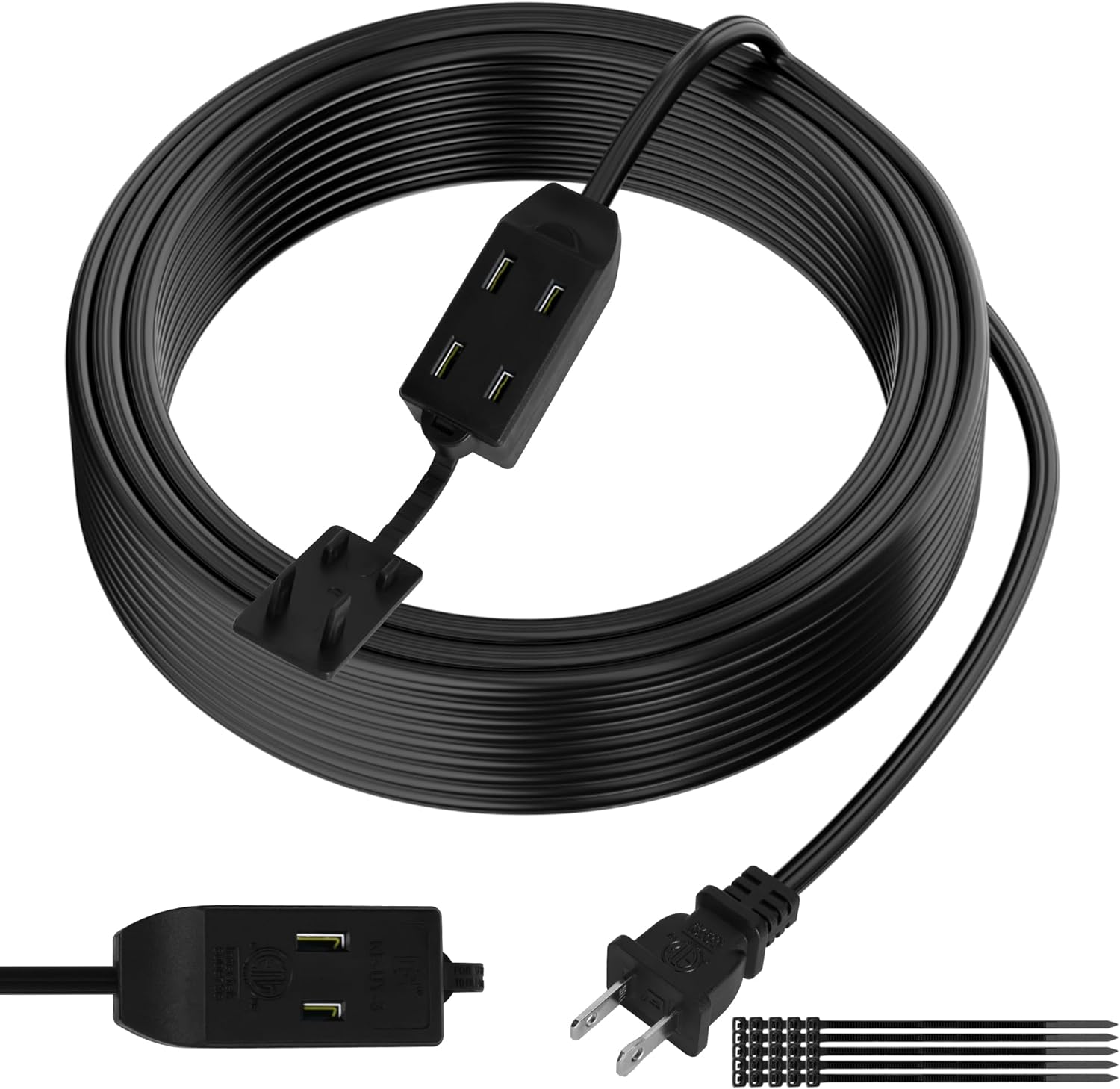 Amazon.com: 2 Prong Extension Cable 25 FT, Extra Long Power Cord With 3 ...