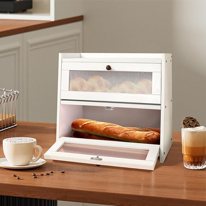 Amazon.com: Wooden Bread Box for Kitchen Countertop, Large Bread ...