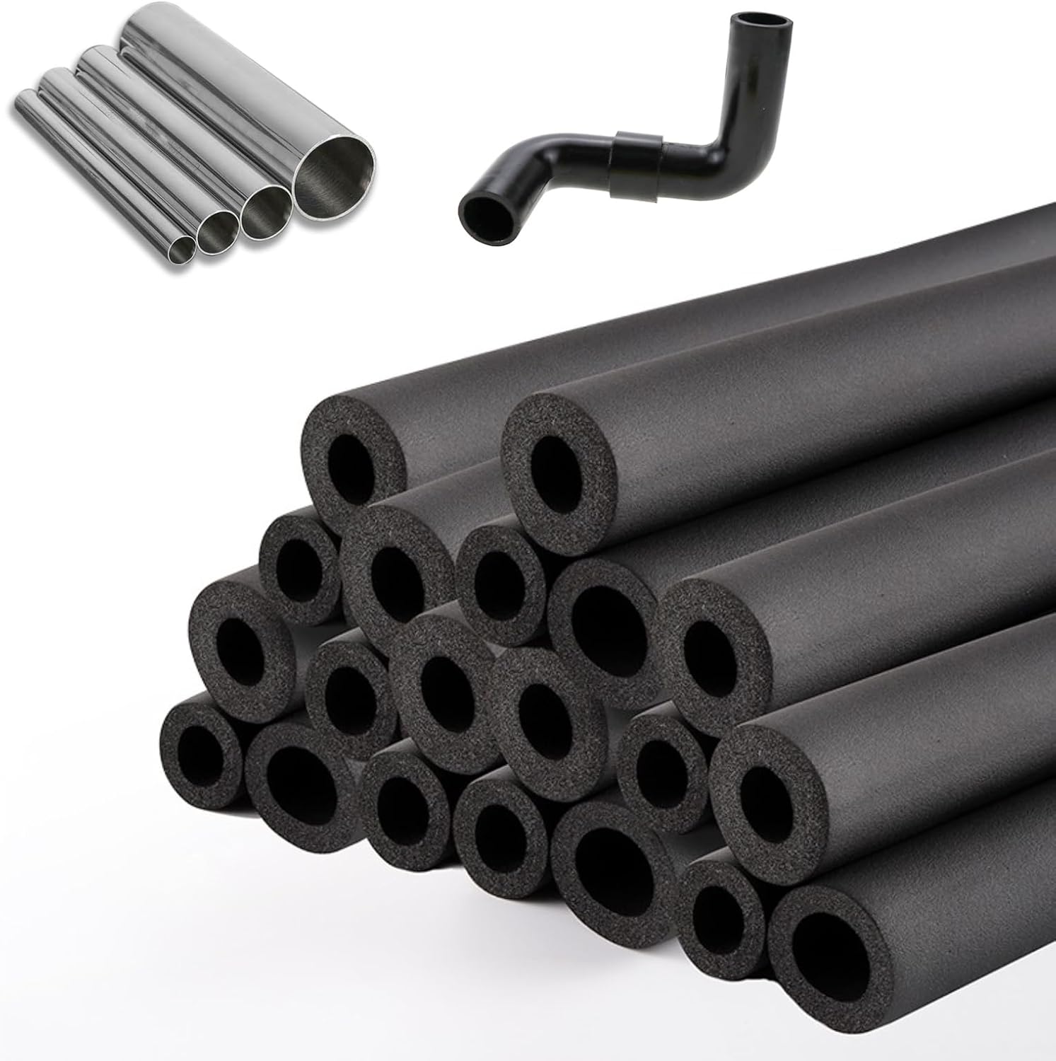 Janeepoch 1.8m Pipe Insulation Antifreeze Foam Tube Black for ...
