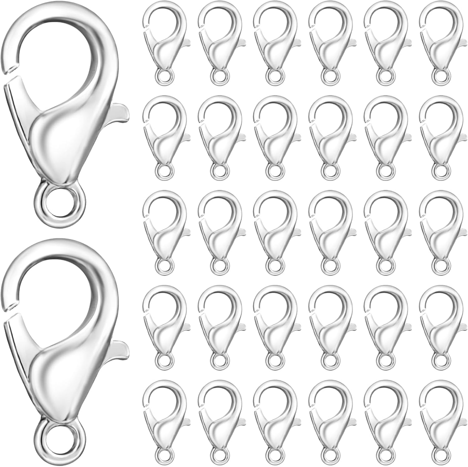 Amazon.com: Yueton Curved Lobster Clasps-100pcs 7x12mm Silver Plated ...