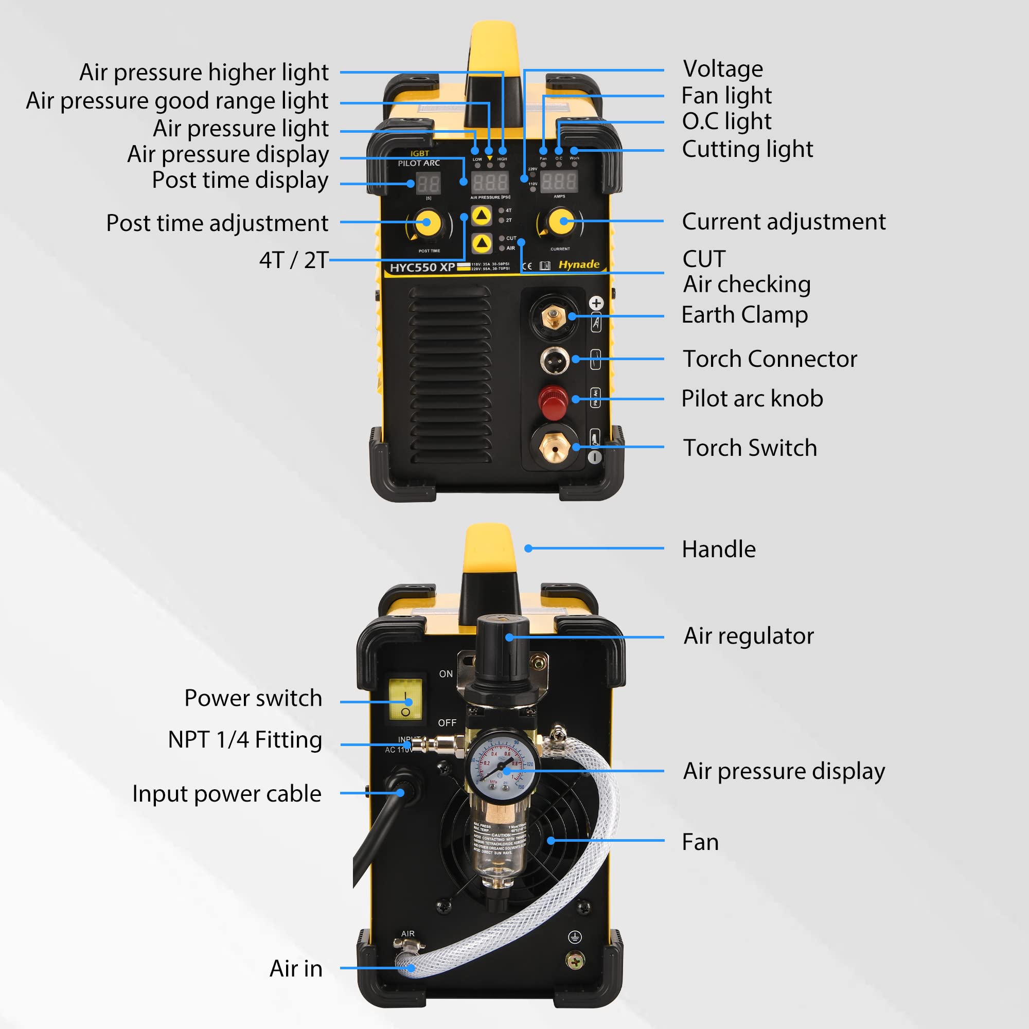 hynade Plasma Cutter HYC550XP, Non Touch Pilot Arc Plasma Cutter,55A ...