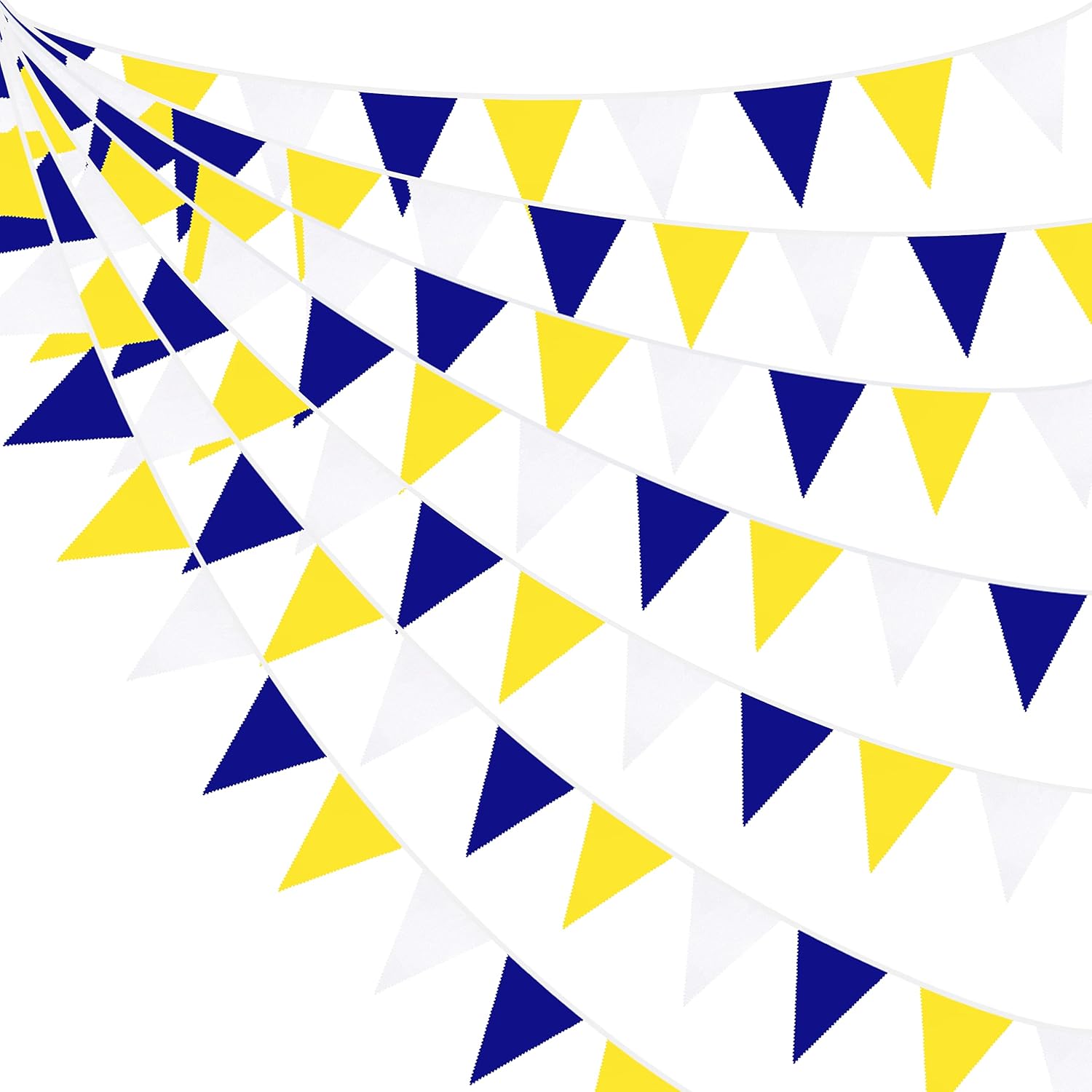 Amazon.com: 32Ft Blue Yellow White Triangle Flag Pennant Banner Bunting ...