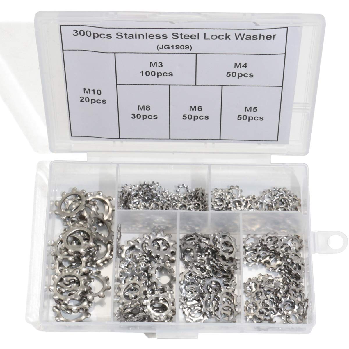 Boeray 300pcs Stainless Steel Lock Washers External Tooth Star Lock ...
