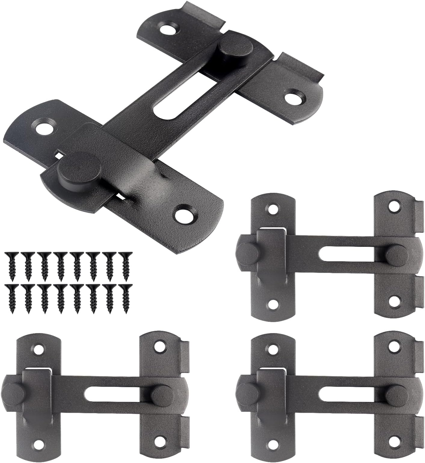 Amazon.com: Door Latch Black Heavy Duty Bar Gate Latches Safety Door ...
