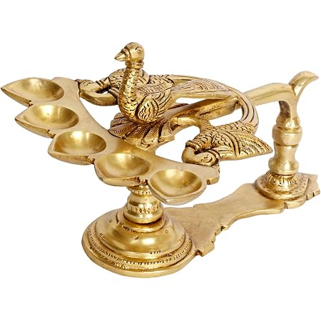 Buy ALODIE - Panch Pradip | Brass Pancha Deepam | Panchmukhi Diya Stand ...