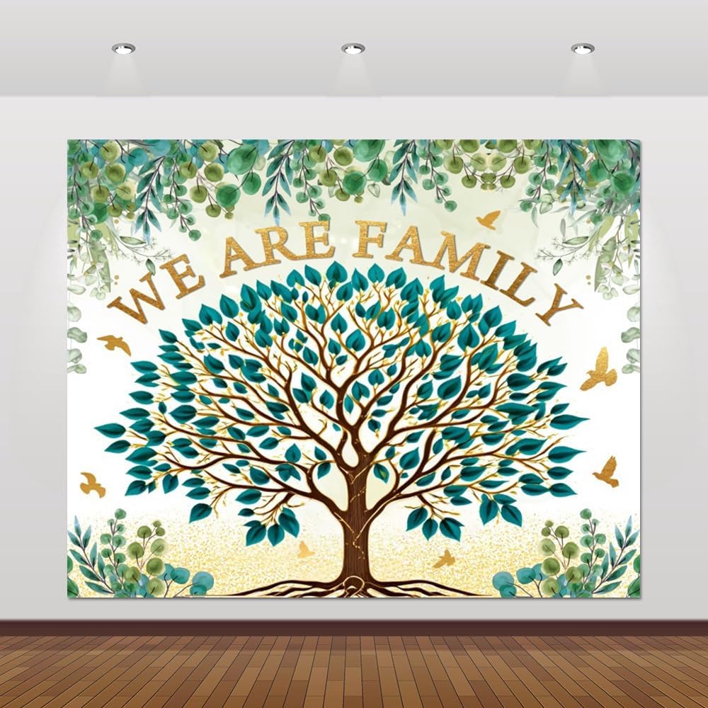 Amazon.com : Family Reunion Backdrop 10x8ft Green Family Tree ...