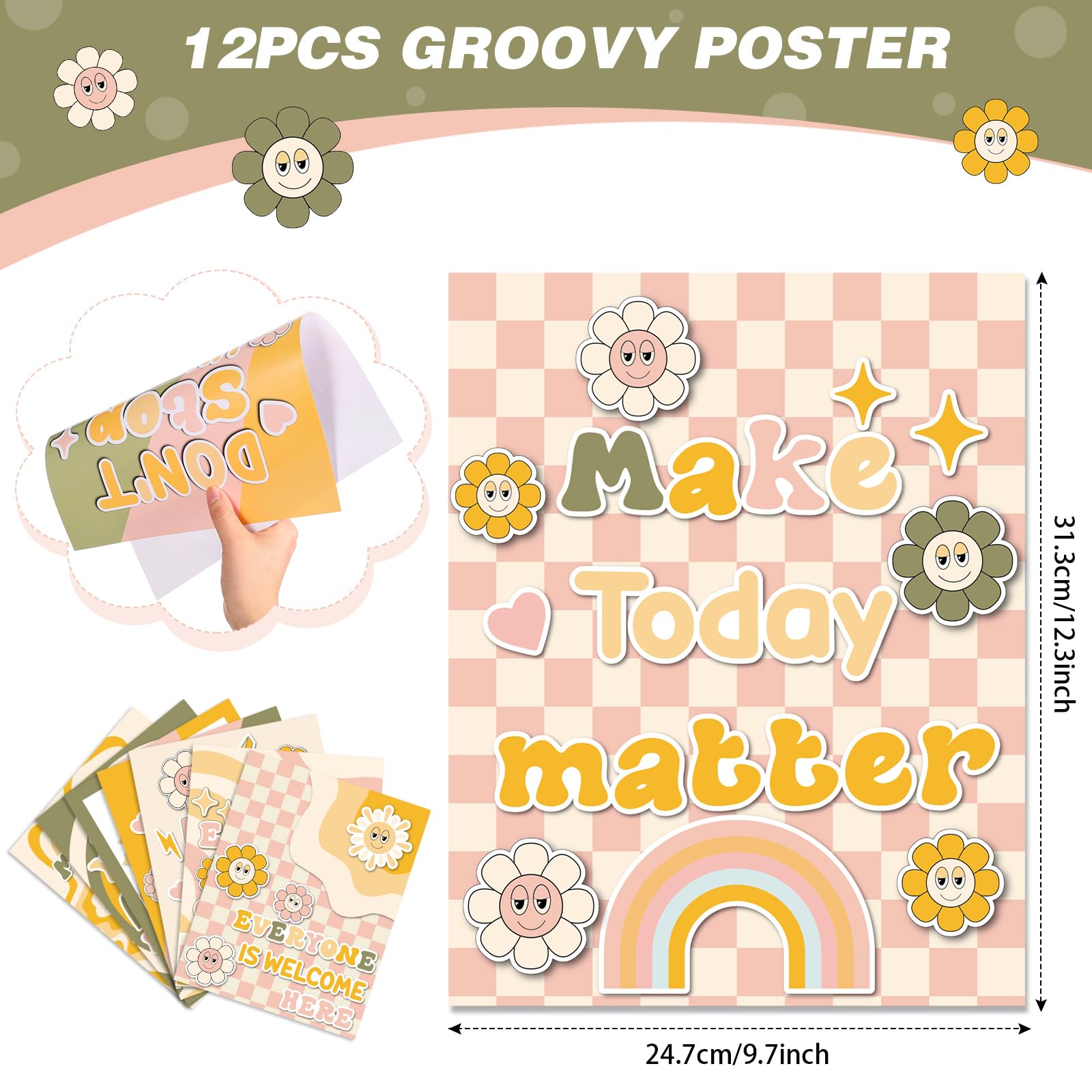 Snapklik.com : Nezyo 12 Pcs Retro Groovy Classroom Posters, Boho Hippie ...