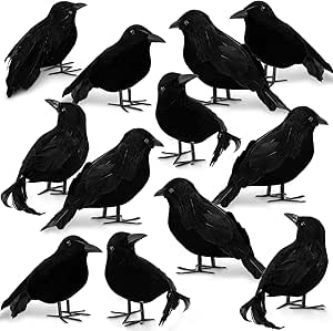 Amazon.com: Meooeck 12 Pcs Black Fake Crows Realistic Raven Birds ...
