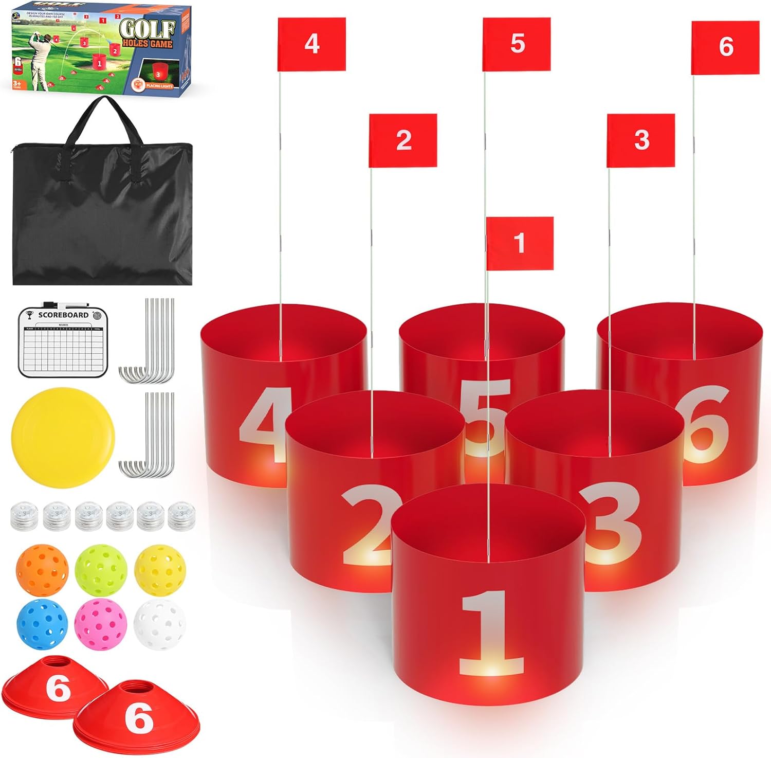 Golf Game Set with 6 Buckets, Golf Yard Bucket Game with Markers Balls ...