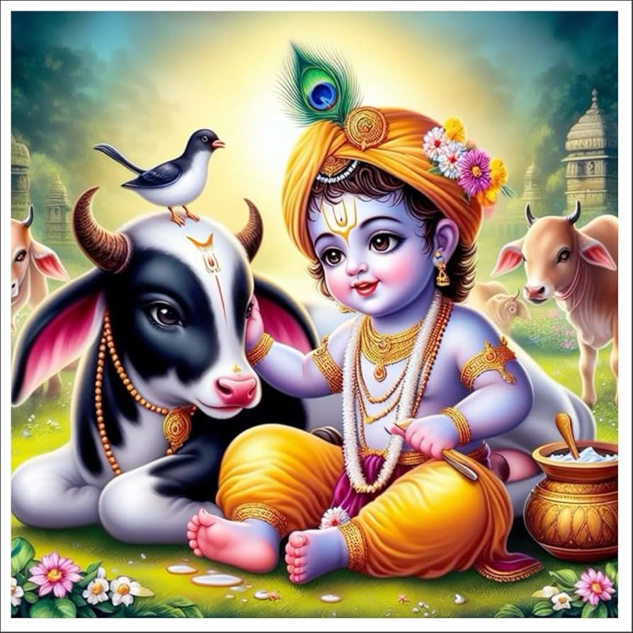 Lord Baby Krishna Wallpapers With Cow Sr Decor Blue Bal Krishna With