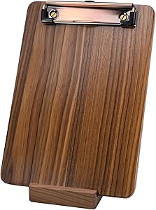Amazon.com: Walnut Wood Clipboard, Small Clip Board with Tabletop Stand ...