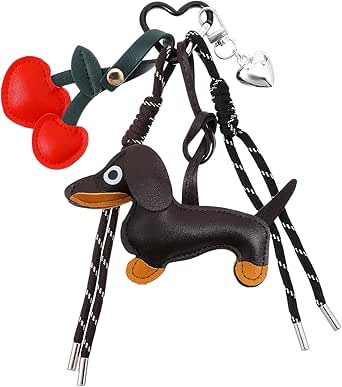Amazon.com: Apausvcm Dachshund Keychain Leather Bag Charms Dachshund ...