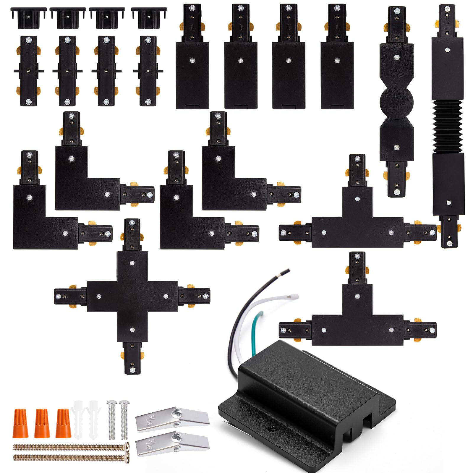H Track Lighting Connector Kit - iCreating Black H Track Lighting Rails ...