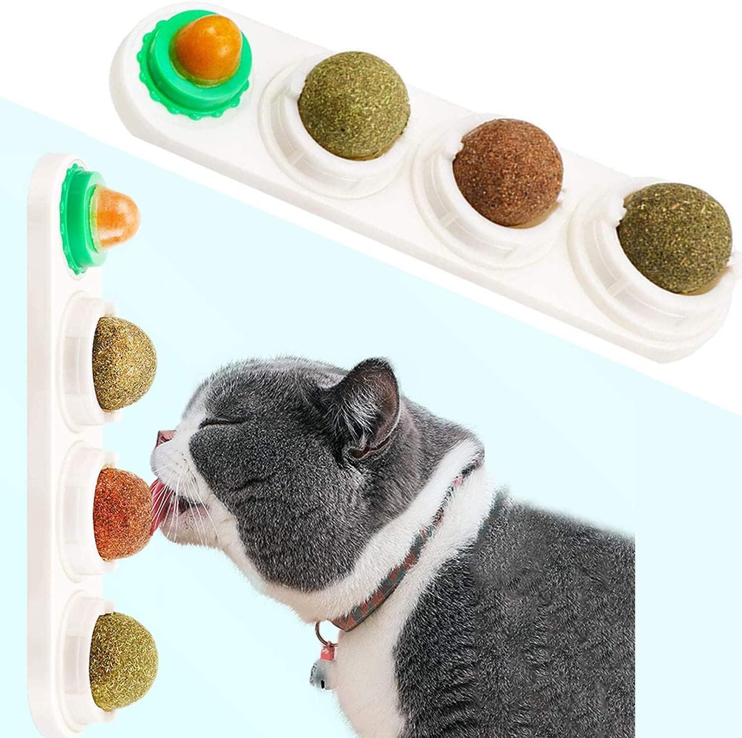 Amazon.com : Bisogoon Catnip Edible Ball Toys, Natural Interactive Toy, Licking Treats Wall Toys ...