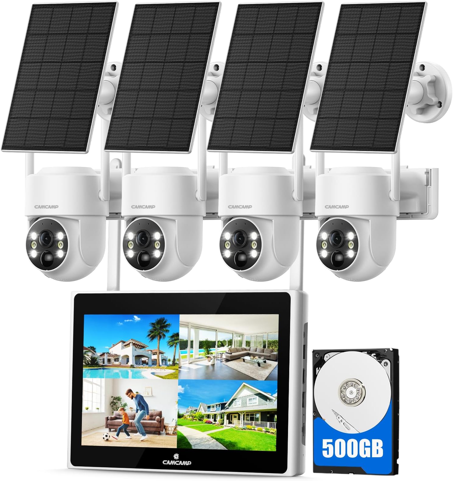 IHOXTX 2 Kit Camera Surveillance WiFi avec Panneau Solaire, Camera ...