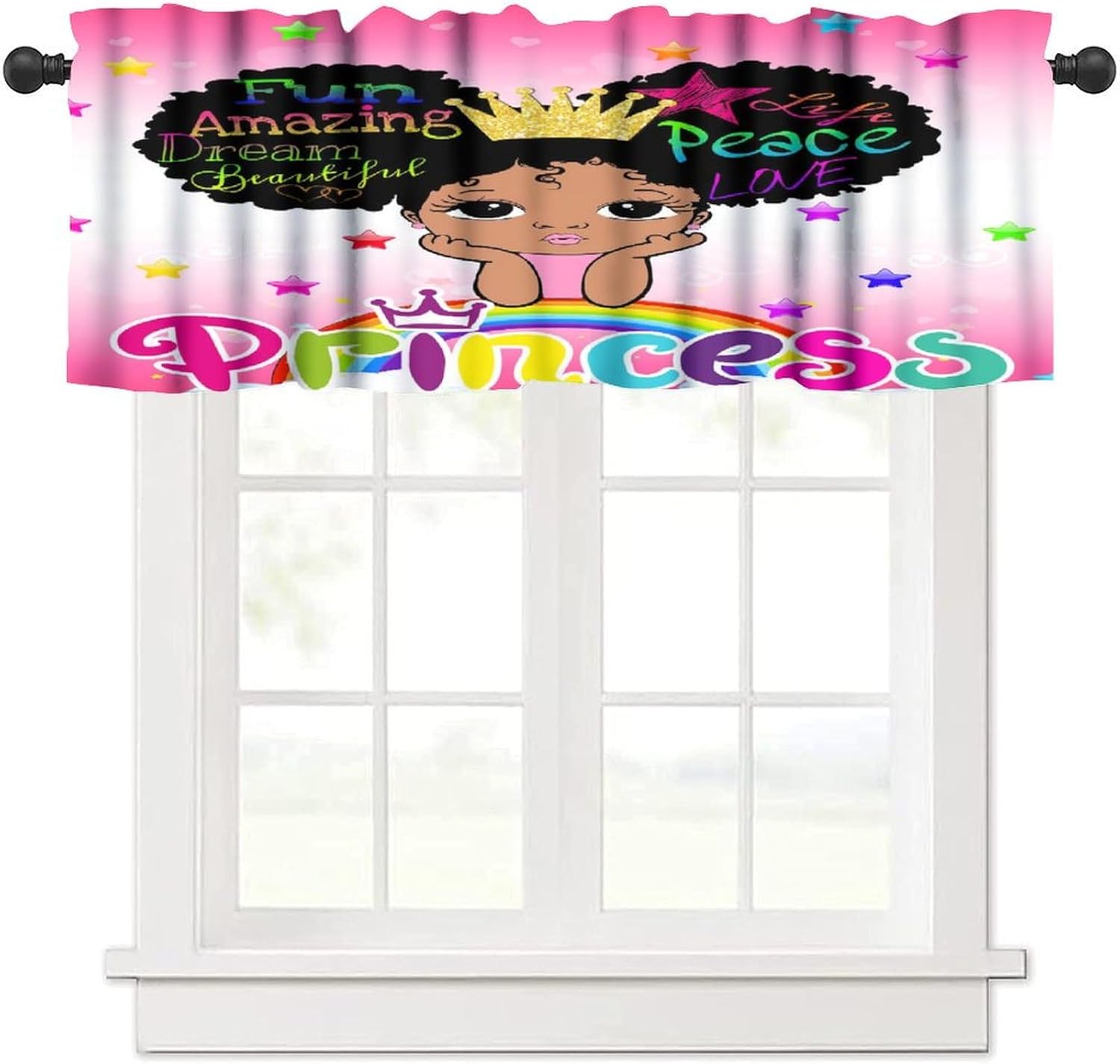 Amazon.com: XBDDZSW Cartoon Girl Kitchen Valance Curtain,Cute Girl Big ...