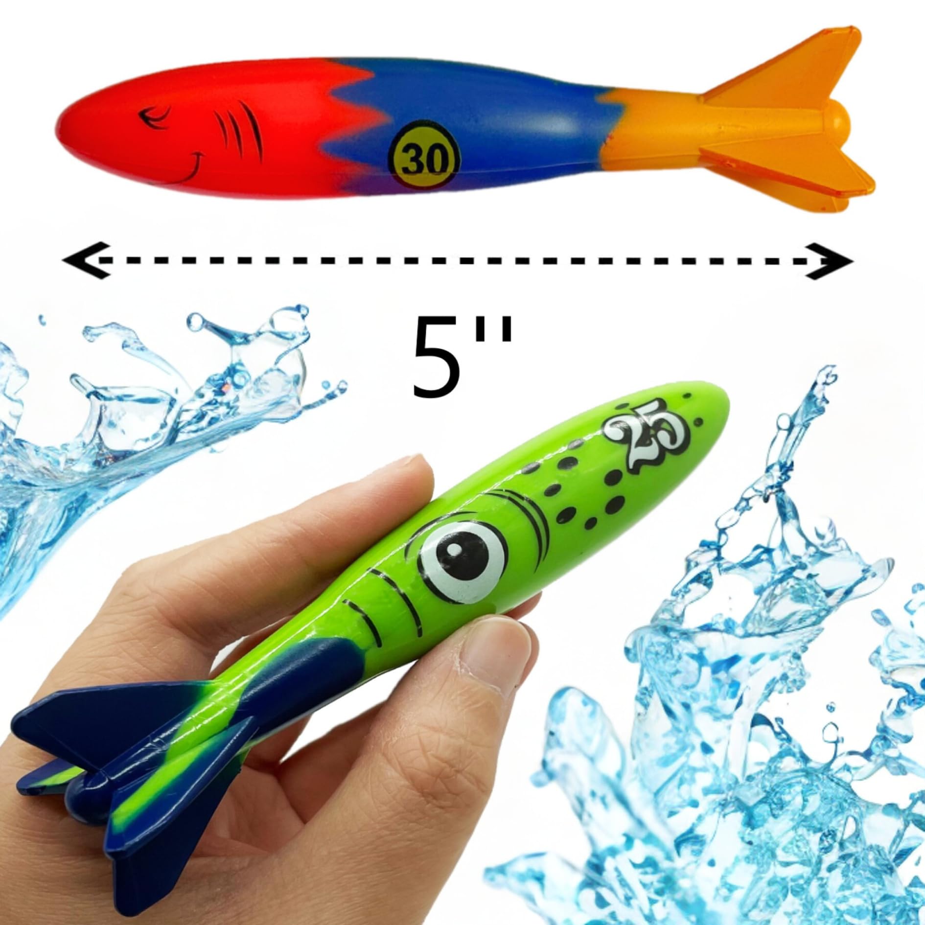 Snapklik.com : Pool Diving Torpedo Toy Set Underwater Shark Torpedoes ...