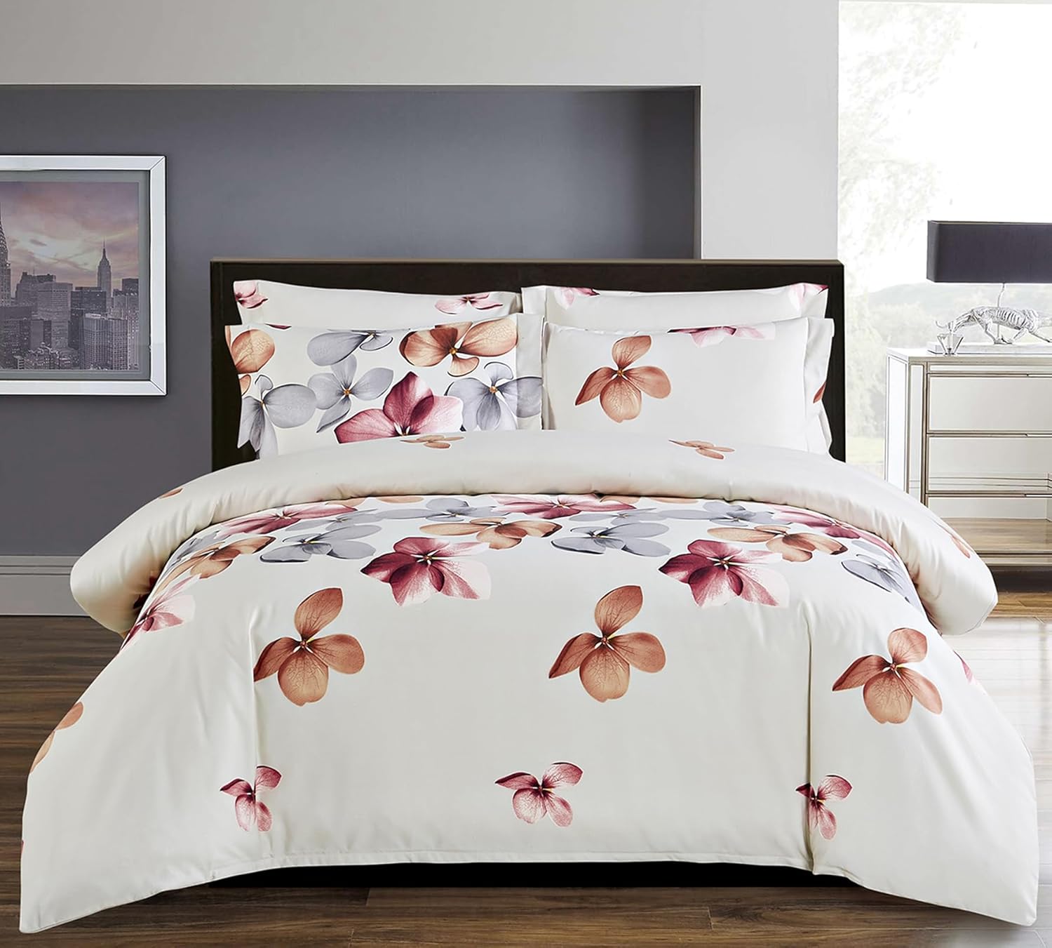 Amazon.com: DelbouTree Floral Duvet Cover King Size, Soft King Duvet ...