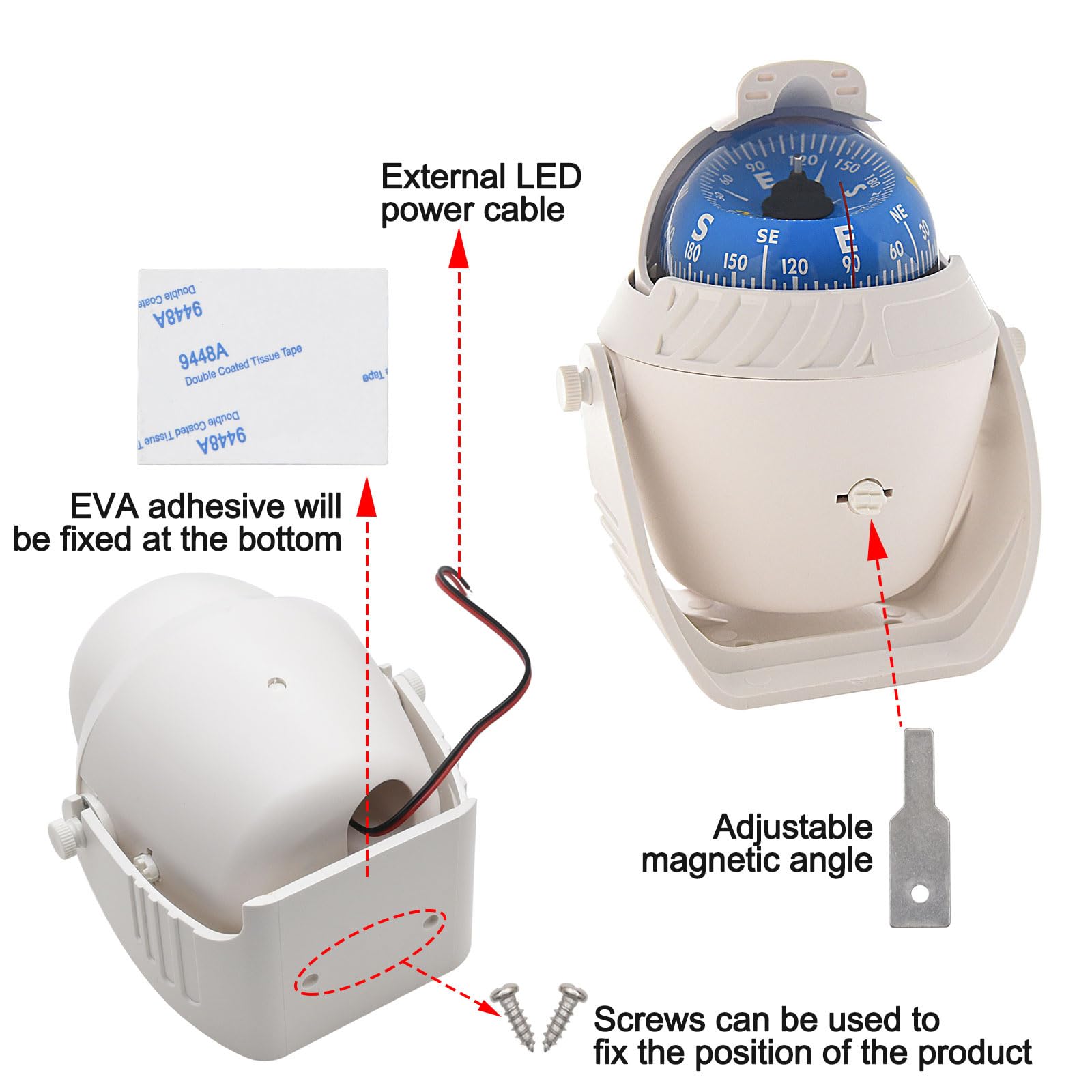 Snapklik.com : Geloo Boat Compass Flush Mount Compass, Marine Compass ...