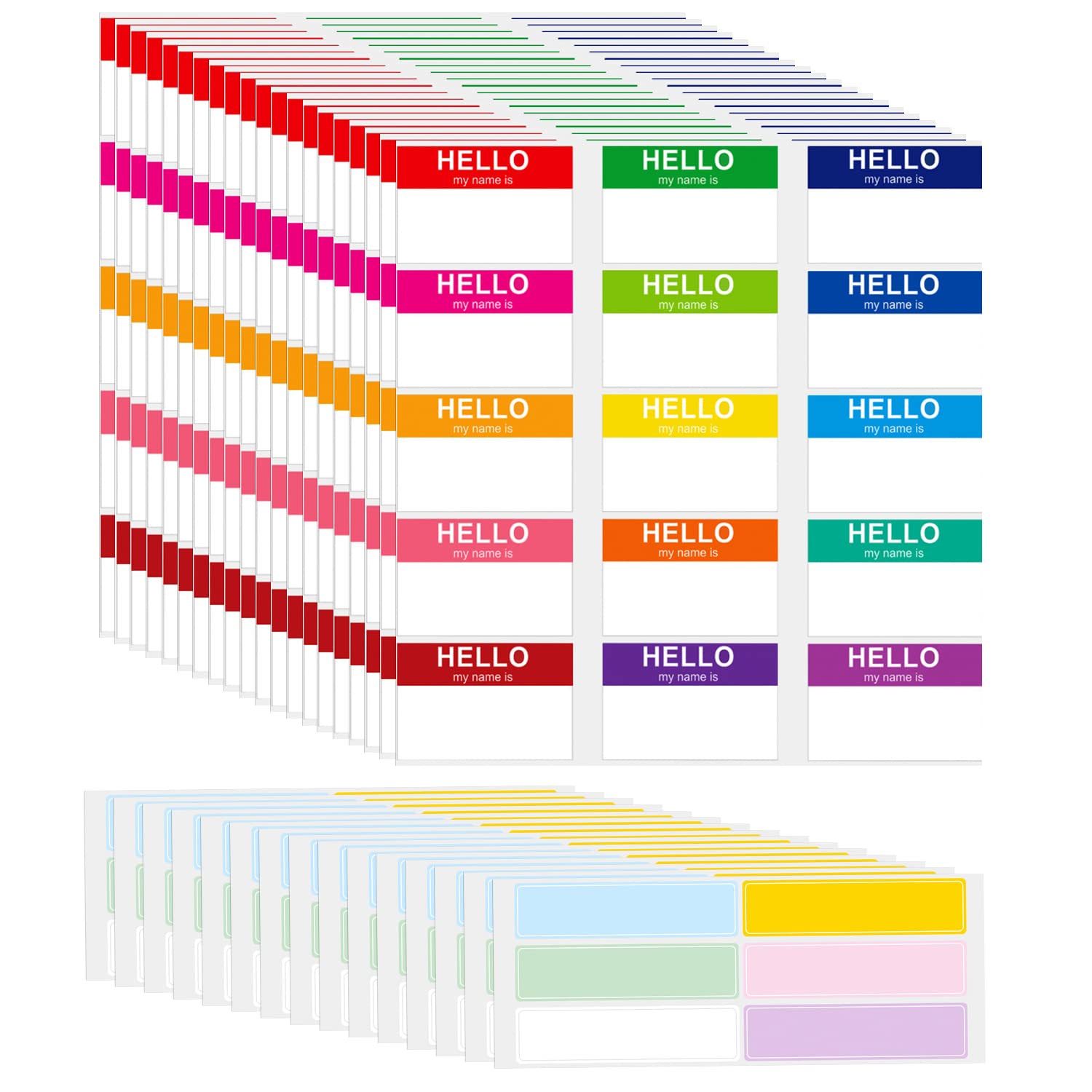 Buy 285 Pcs Hello My Name is Stickers Tags Colors Plain Name tag Labels ...