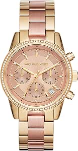 Amazon.com: Michael Kors Ritz Chronograph Rose Gold-Tone Stainless ...