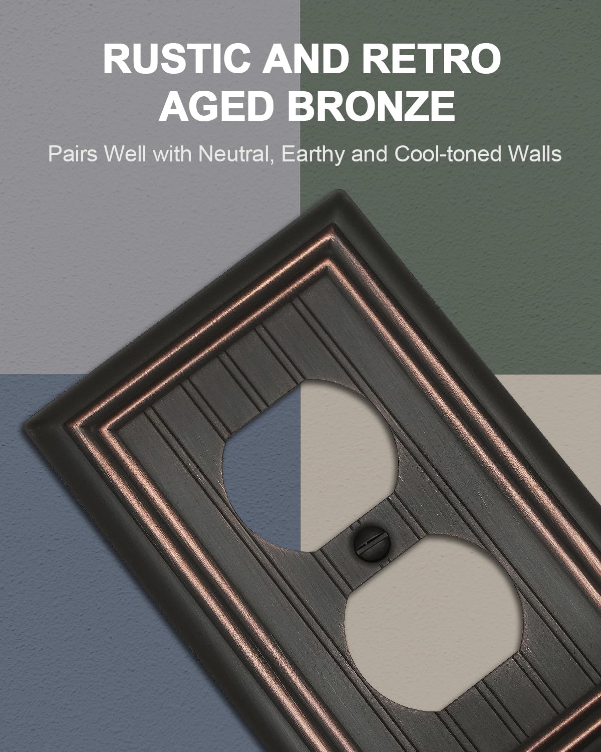 Snapklik.com : 4-Pack Duplex Wall Plates, Aged Bronze Classic Beadboard ...