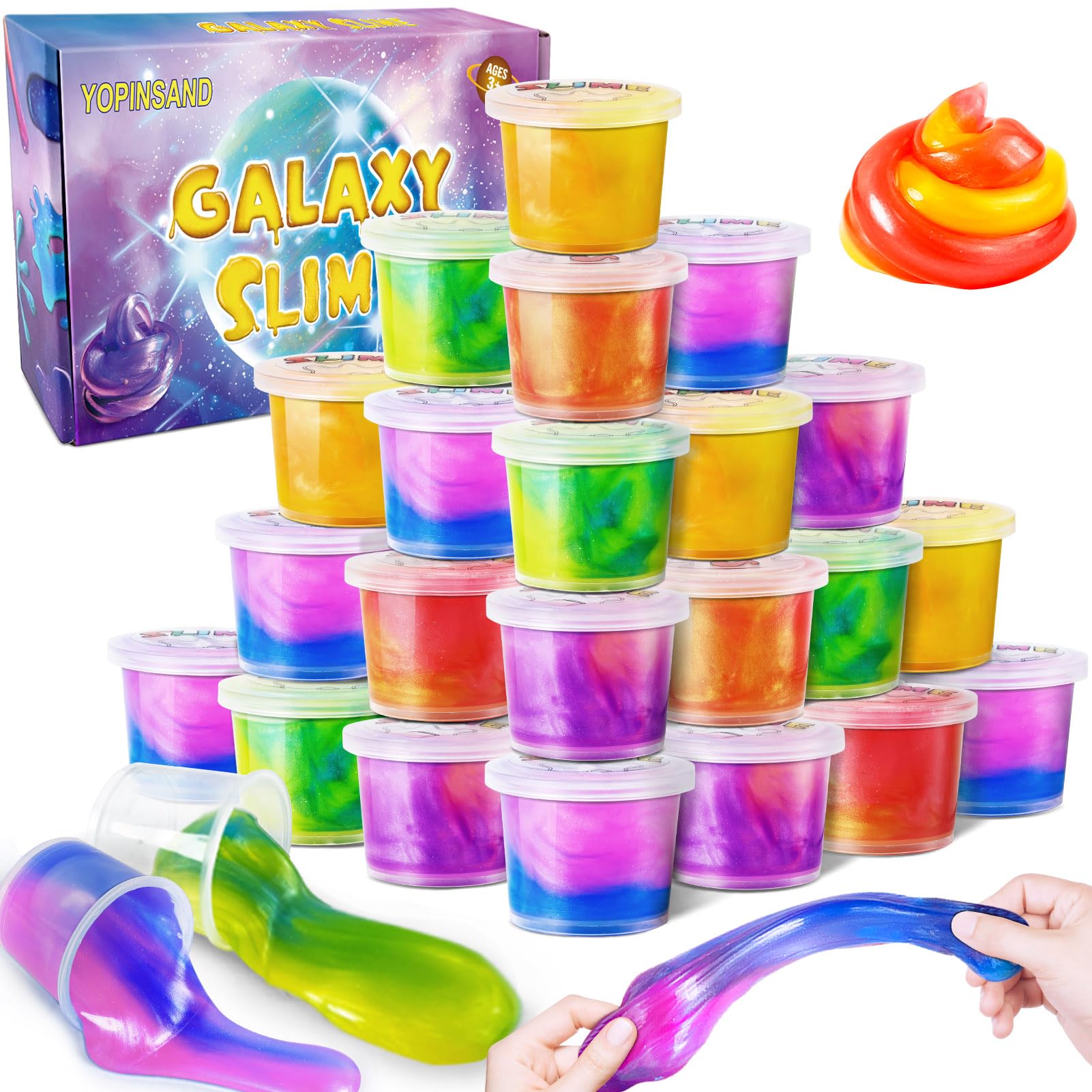 24 Pack Galaxy Slime Kit, Slime Party Favors for Kids, Stretchy & Non ...