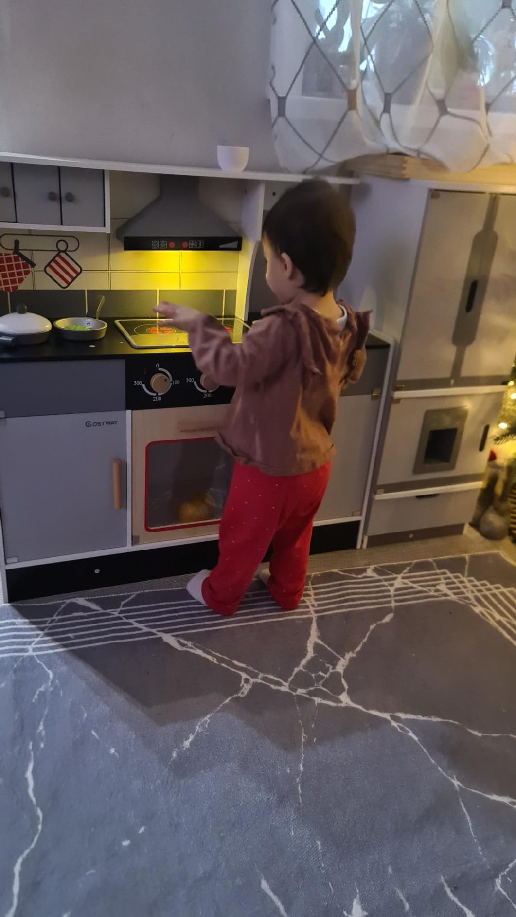 Maxmass Wooden Kids Kitchen, Children Role Play Toy Kitchen with 12 ...