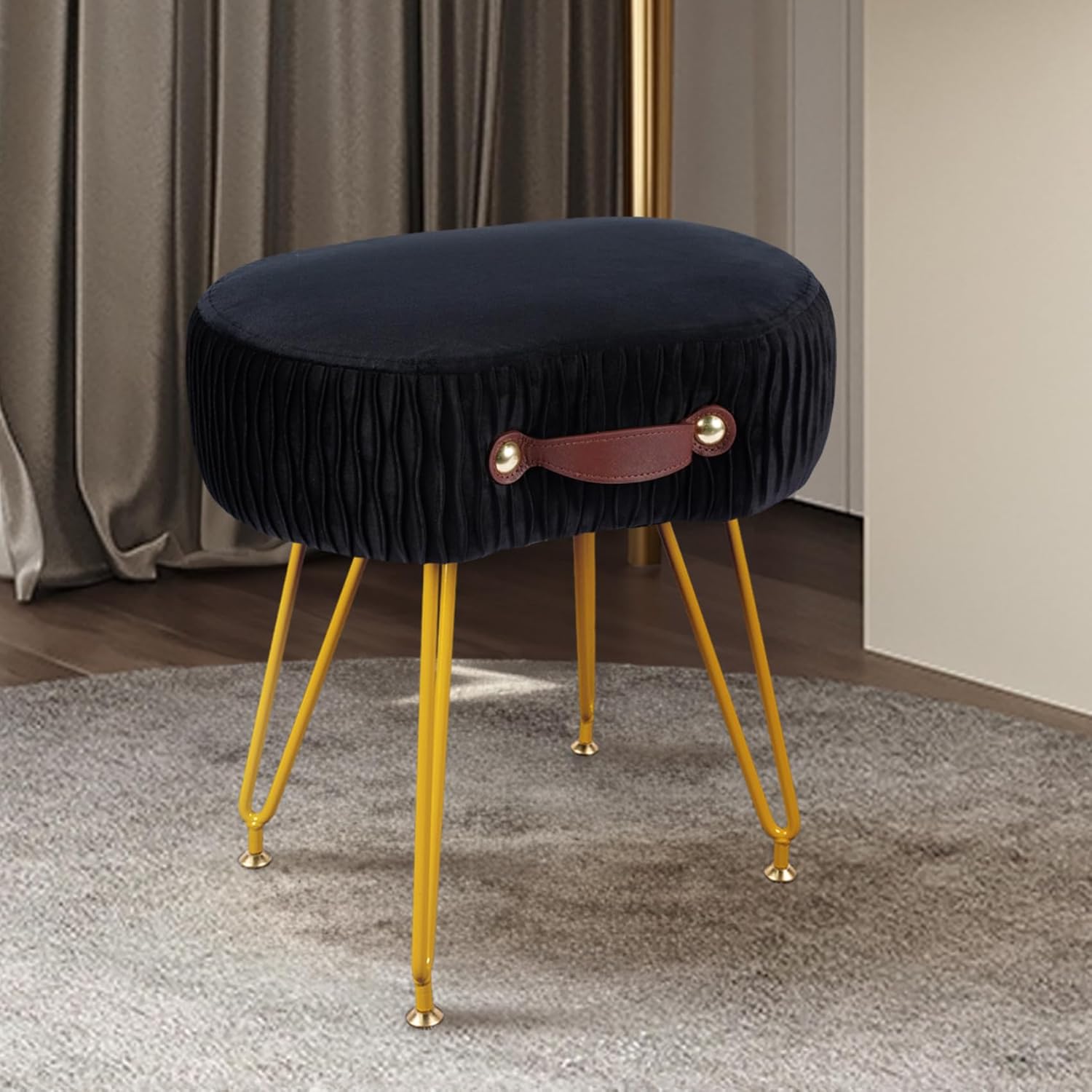 Amazon.com: Velvet Vanity Stool, Curved Makeup Stool,Velvet Foot Stool ...