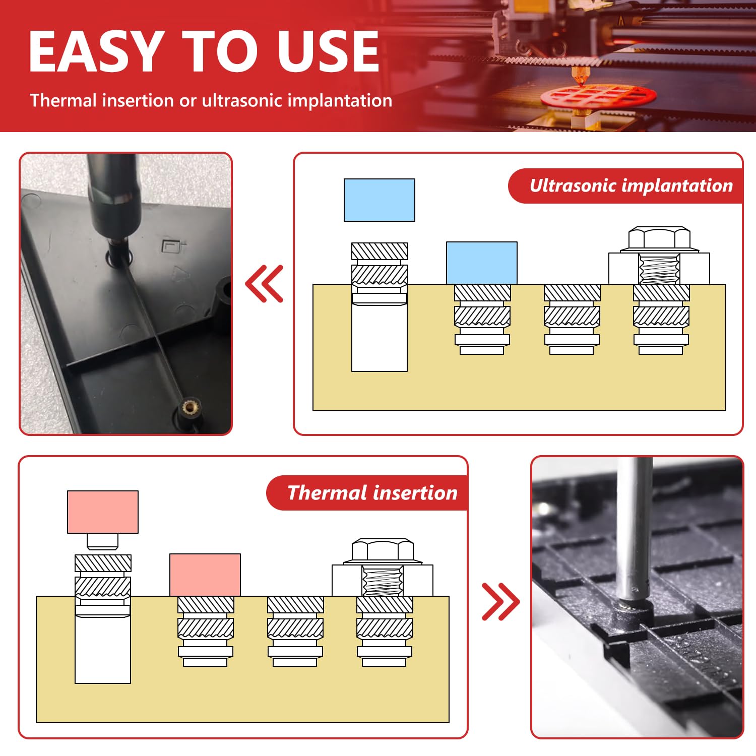 Snapklik.com : 100pcs M4 Heat Set Inserts M4x6x6 Threaded Inserts For ...
