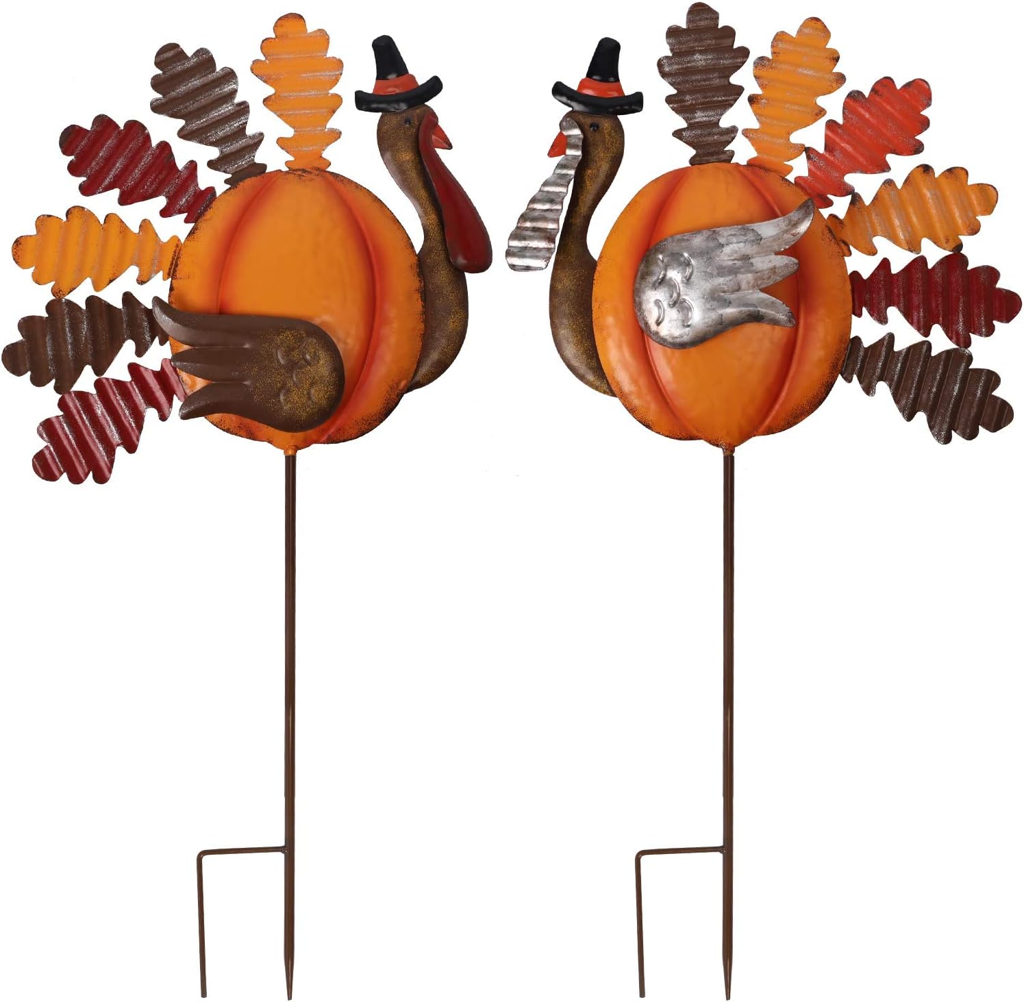Amazon.com: Lulu Home Thanksgiving Turkey Decors, Set of 2 Metal Turkey ...