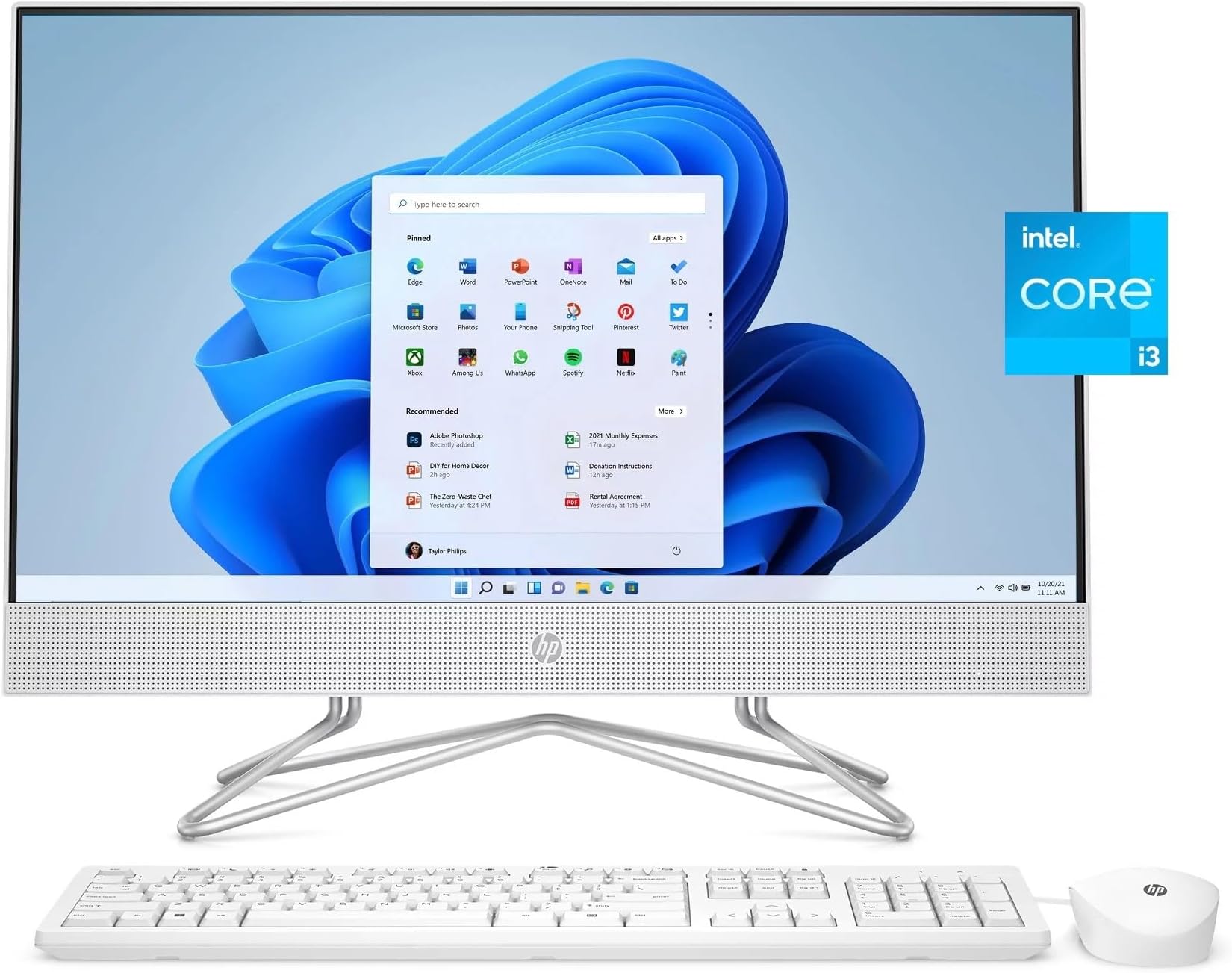 Amazon.com: HP FHD 23.8” AIO Desktop PC, 11th Gen Intel Core i3-1115G4 ...