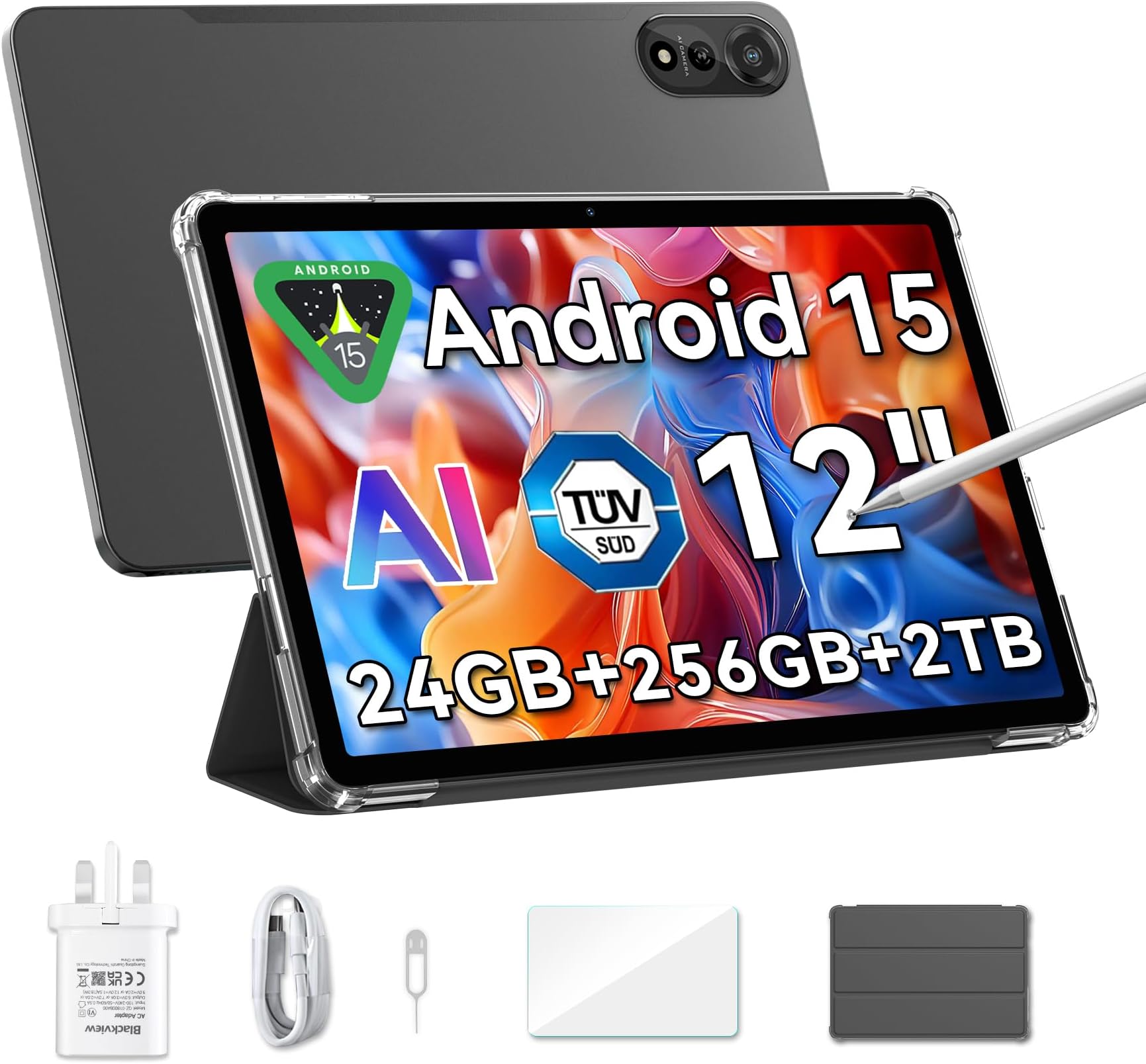 Blackview 12 inch Tablet Android 15 Gaming Tablet with SIM Card Slot ...