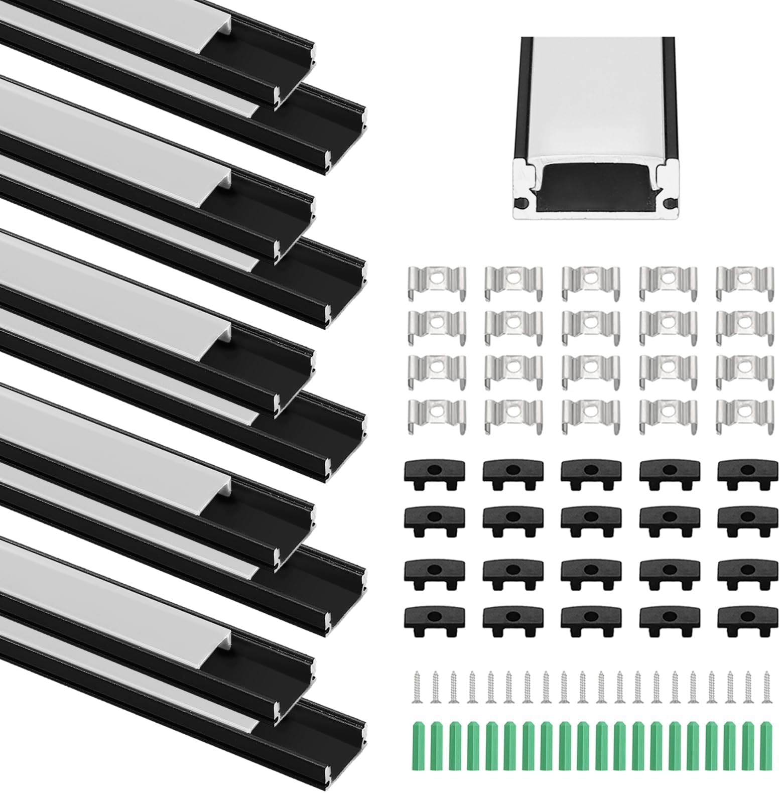 ALLmeter U-Shape Aluminum LED Profile - 1m/3.3ft, 10 Pack, 12mm Width ...