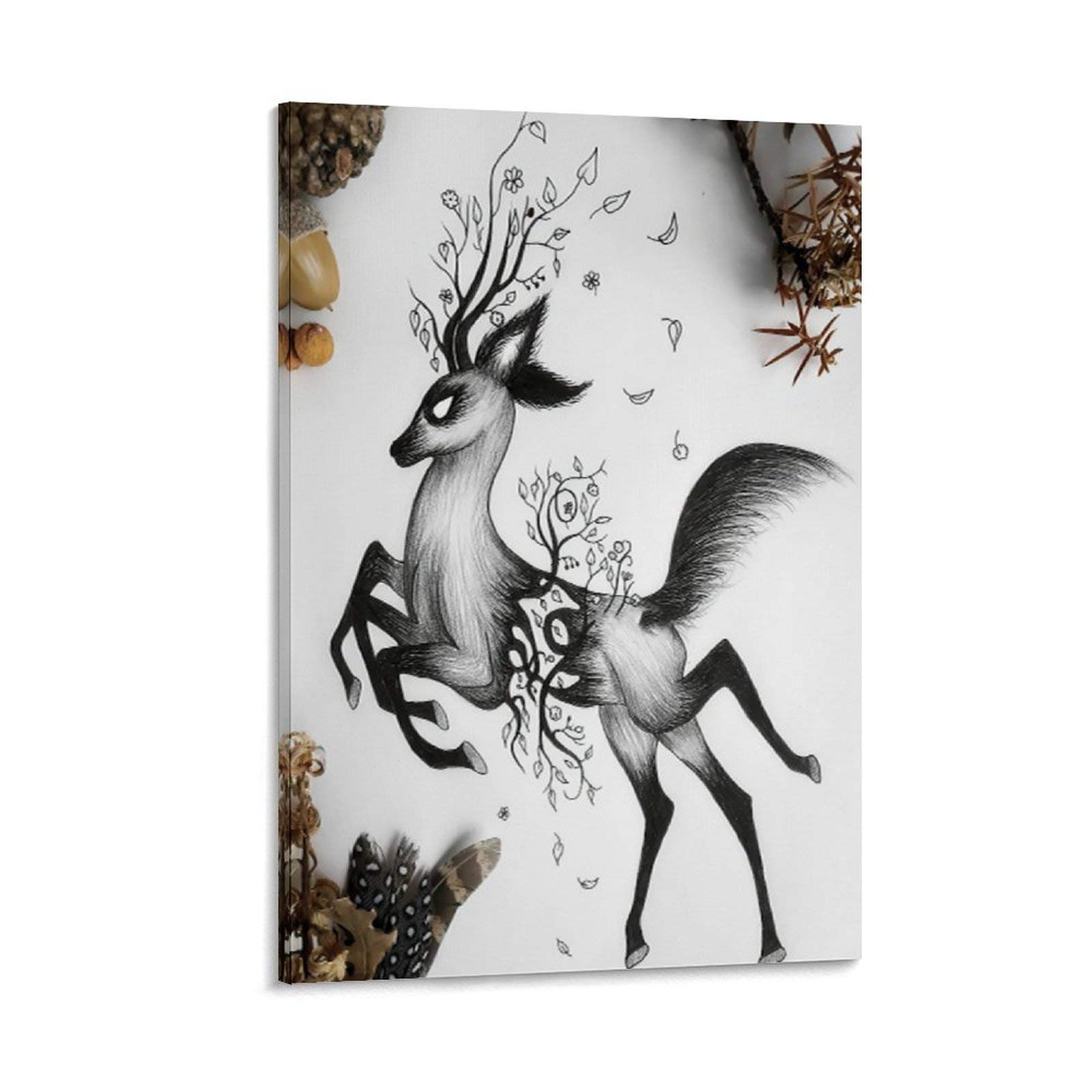 Mythical Creatures Black Deer A Haunting Fantasy Concept Art Of An