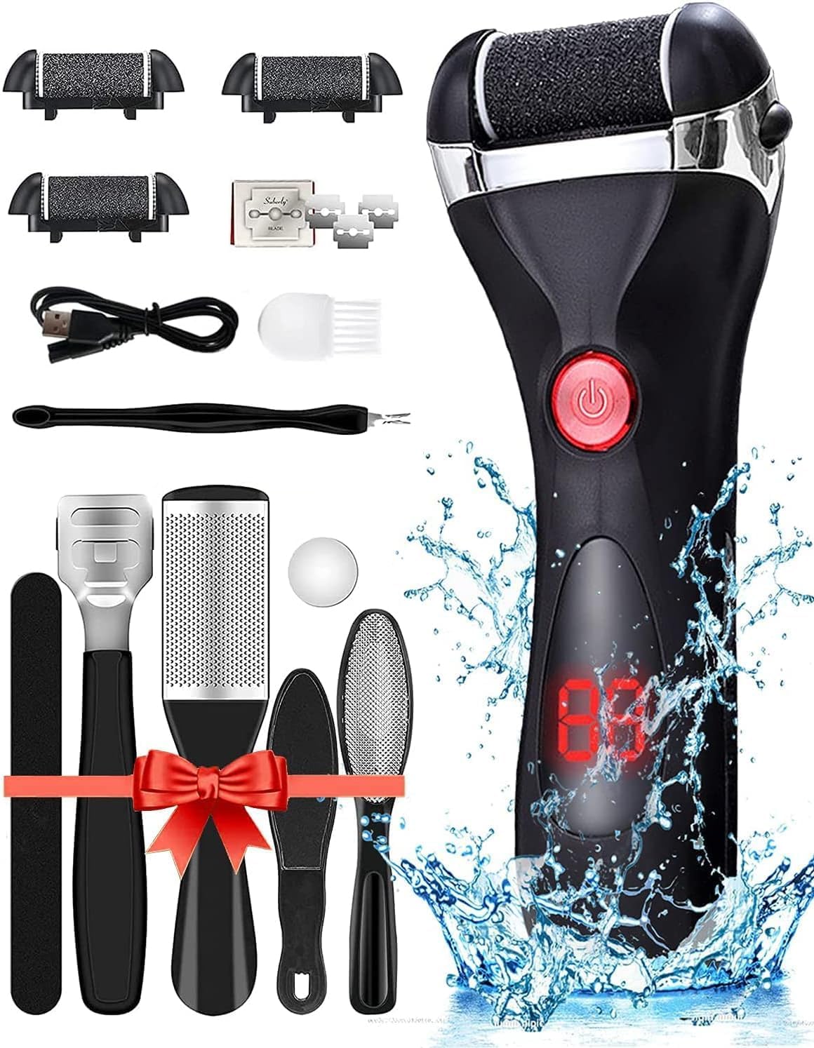 Jooayou Foot File Electric for Hard Skin, USB Rechargeable Waterproof ...