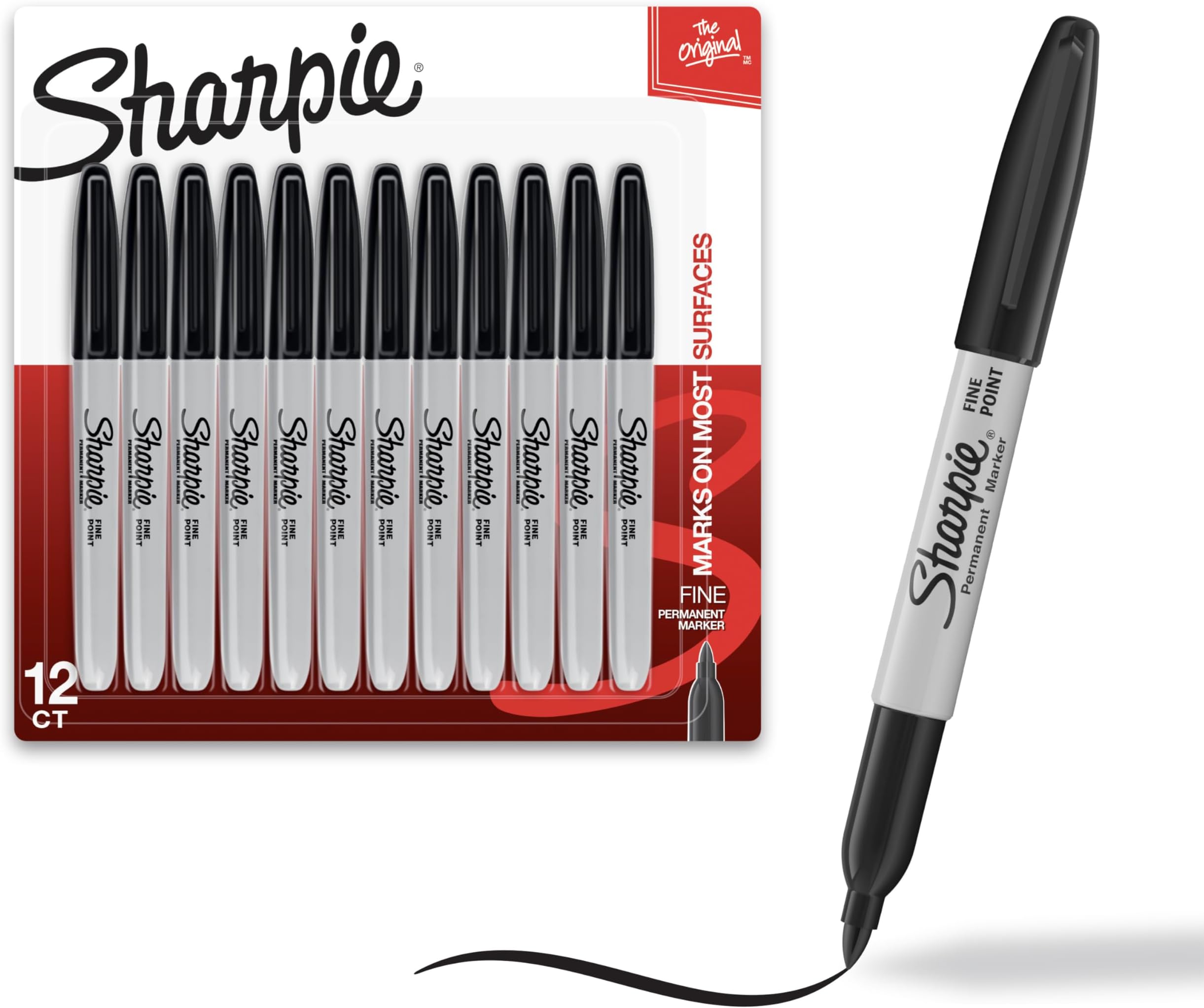 Sharpie 1812419 Permanent Markers, Fine Point, Black, 12 Count : Amazon ...