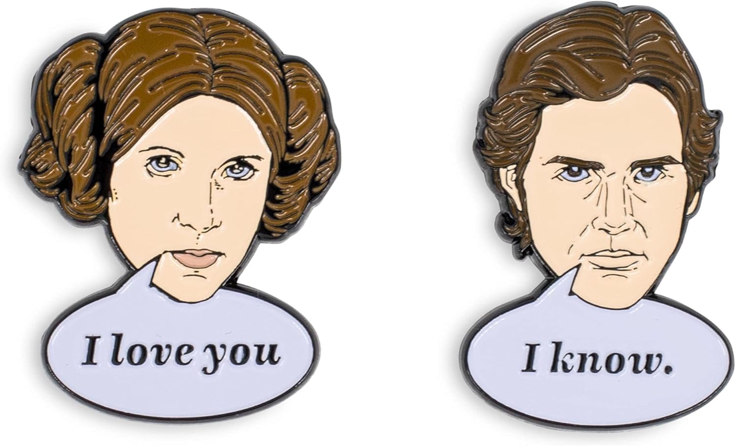 Amazon.com: Star Wars Han Solo & Princess Leia Enamel Collector Pins ...