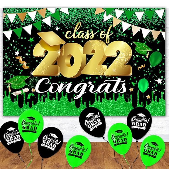 Buy Graduation Backdrop 2022-Graduation Party Decorations 2022 Green ...