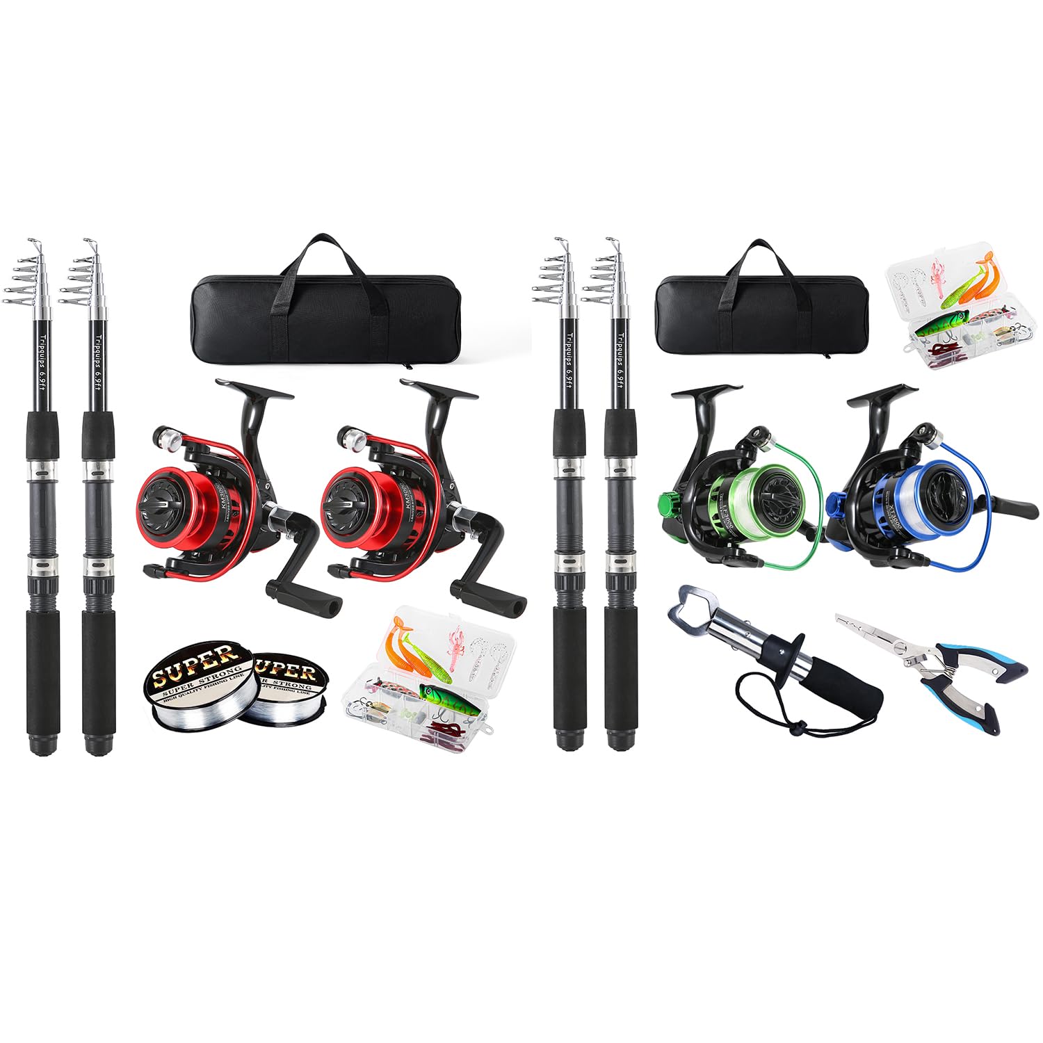 Amazon.com : Tripquips Fishing Pole Combo, 6.9ft Telescopic Rods Set ...